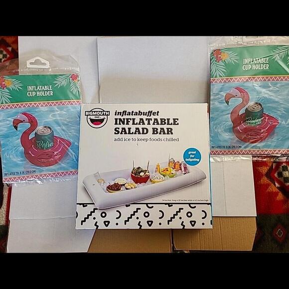 Toys | Big Mouth Inflatable Salad Bar Float Two Flamingo Inflatable Cup ...